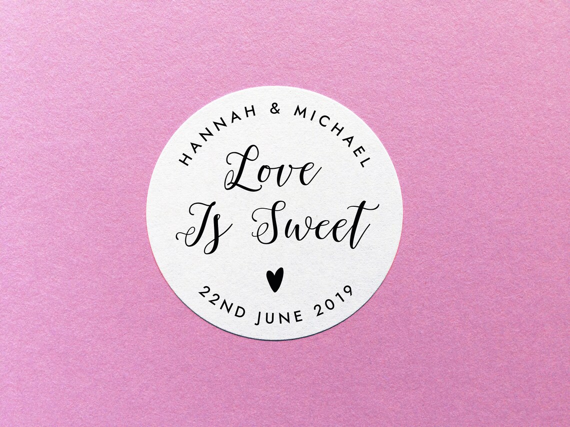 Love is Sweet Sticker Personalised Party Favour Stickers - Etsy