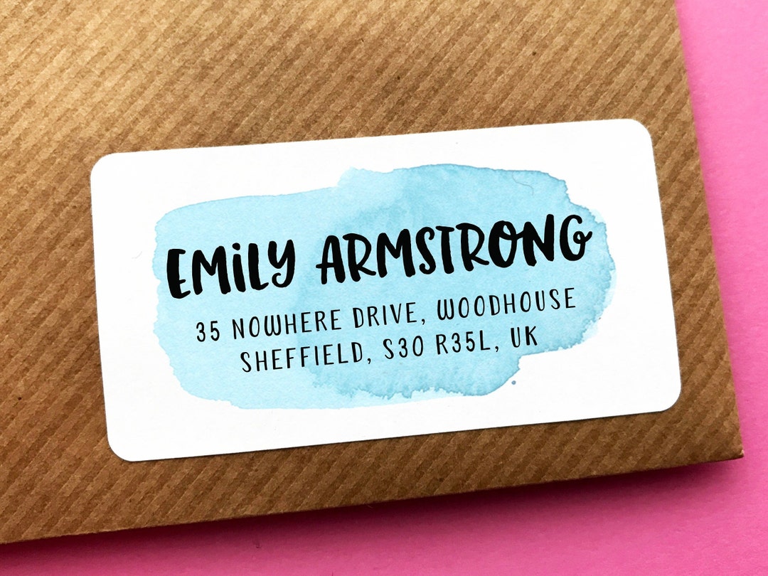 Blue Return Address Label, Watercolor Return Address Label, Family ...