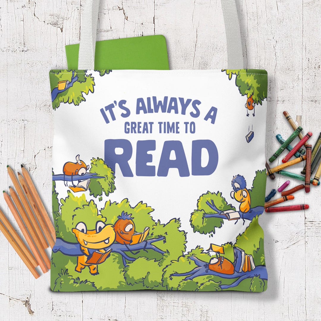 Personalized Book Tote Bag, Kids Teacher Librarian Gift, Fun Book Lover ...