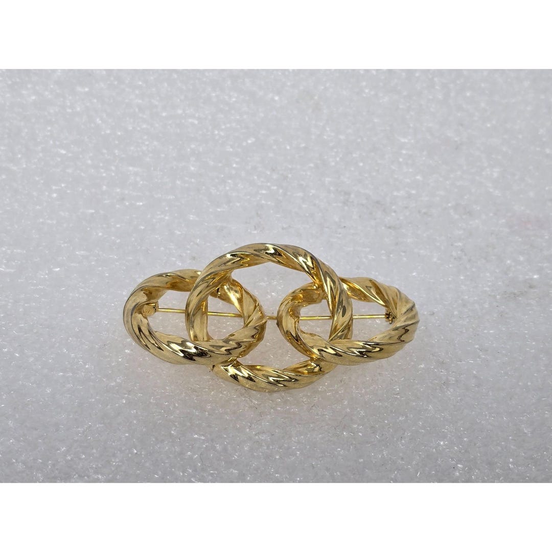 Vintage Gold Tone Interlocking Circle Brooch Triple Ring Design - Etsy