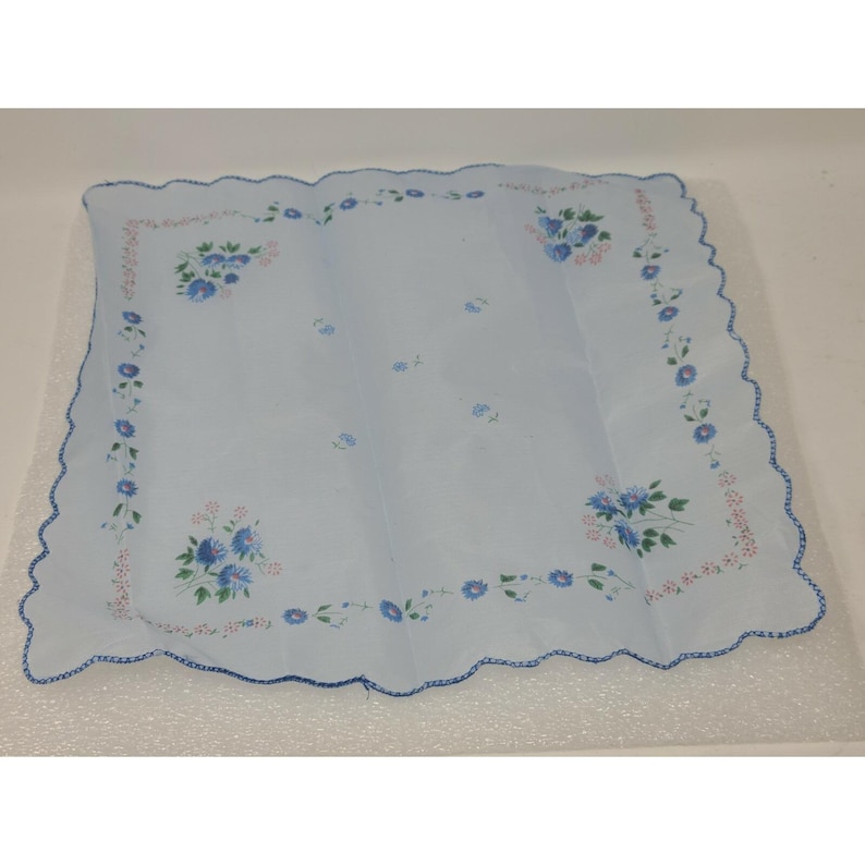 Vintage Handkerchief Hankie Blue Floral Flowers - Etsy