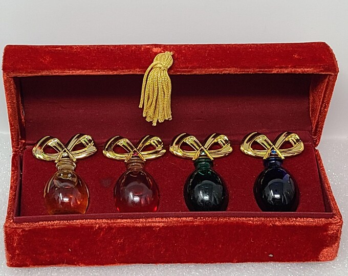 Vintage Elizabeth Taylor Mini Perfume Set in Red Velvet Gift Box .12 Oz ...