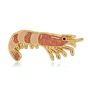 Shrimp Hard and Soft Enamel Pin With Glitter - Etsy