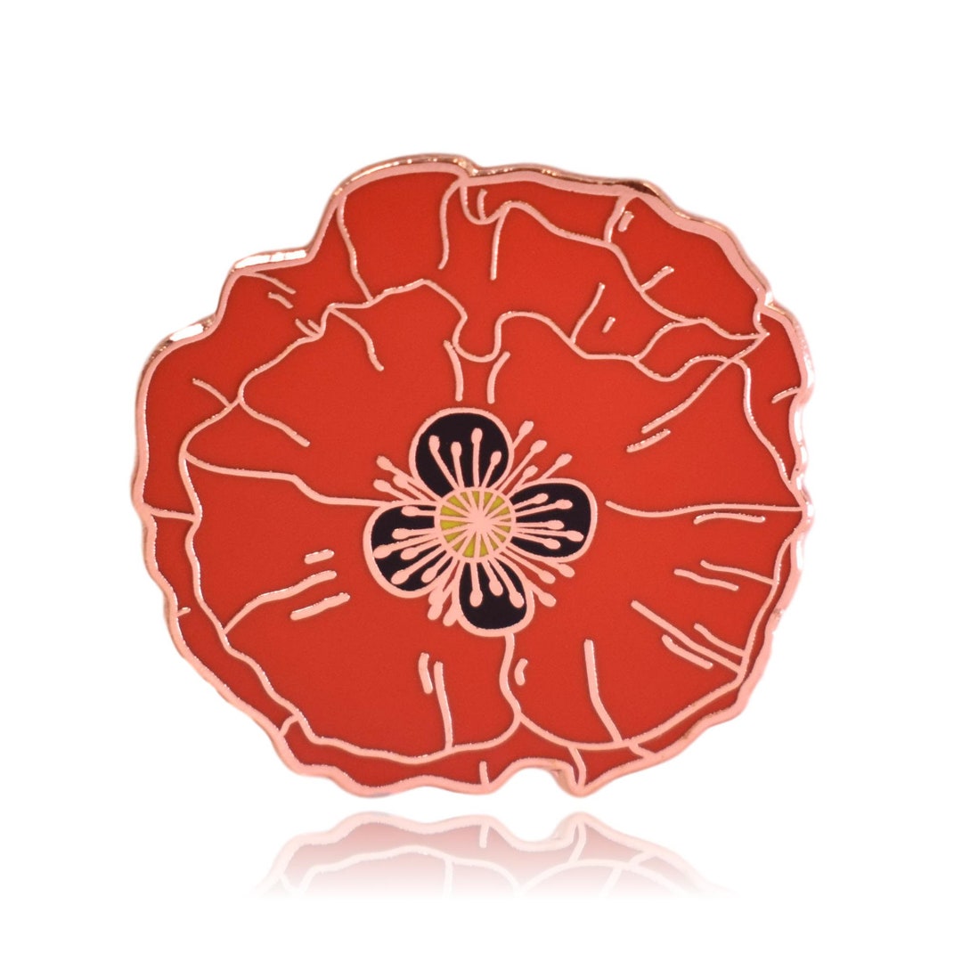 Red Poppy Flower Hard Enamel Lapel Pin - Etsy