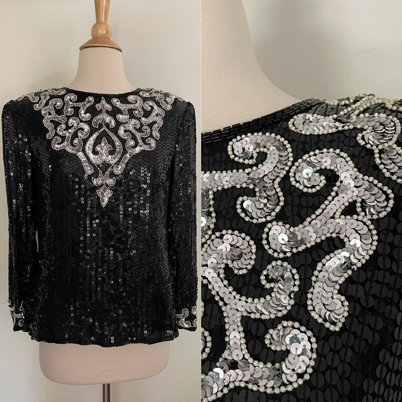 Silver Sequin Blouse - Etsy