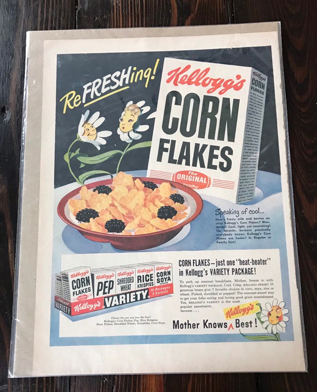 Vintage Kellogs Corn Flakes Cereal Daisy Advertisment 1949 Retro ...
