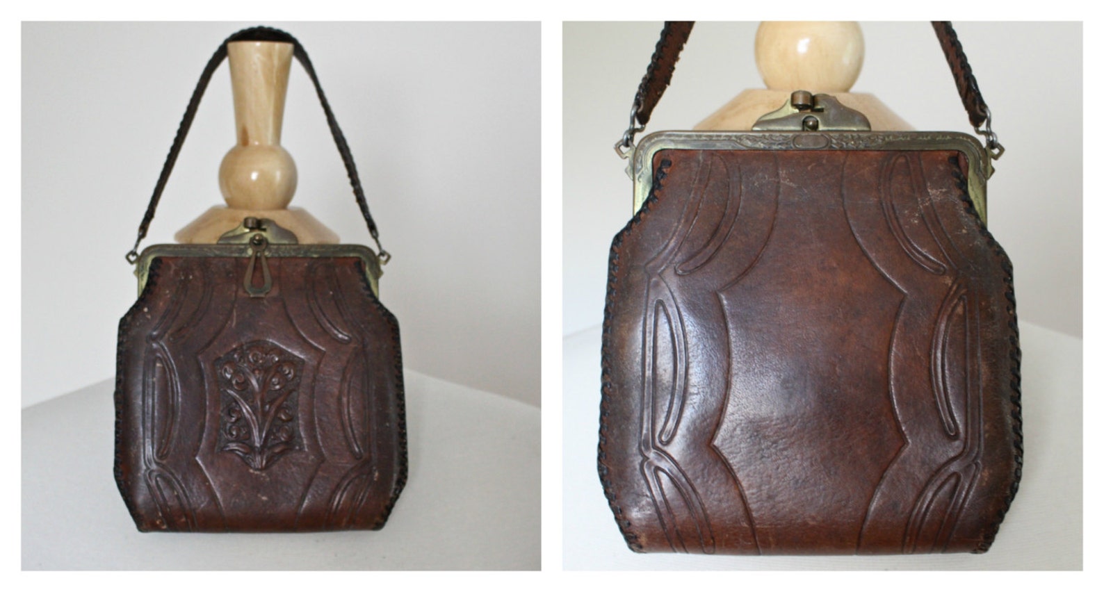 Antique 1915 Edwardian Art Deco Nocona Bags Arts & Crafts Era Tooled ...