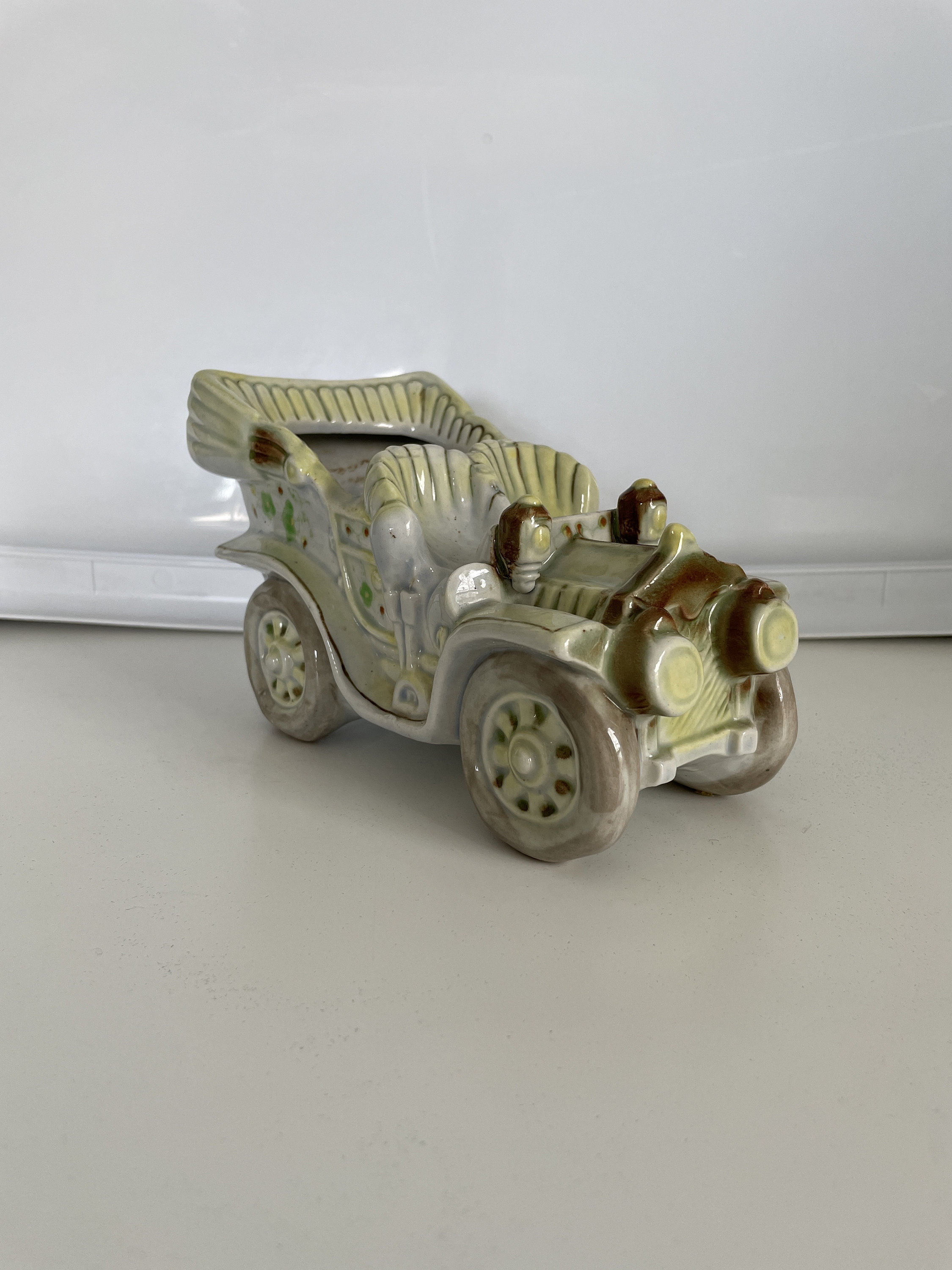 Vintage 1950s Ceramic Car Vehicle Motor Hand Painted Pot Planter Made ...
