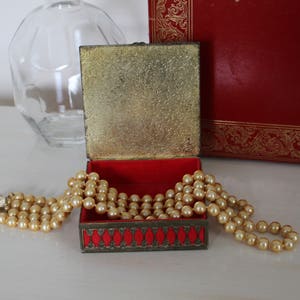 Vintage Victorian Revival Metal and Red Velvet Trinket Jewelry Box With ...