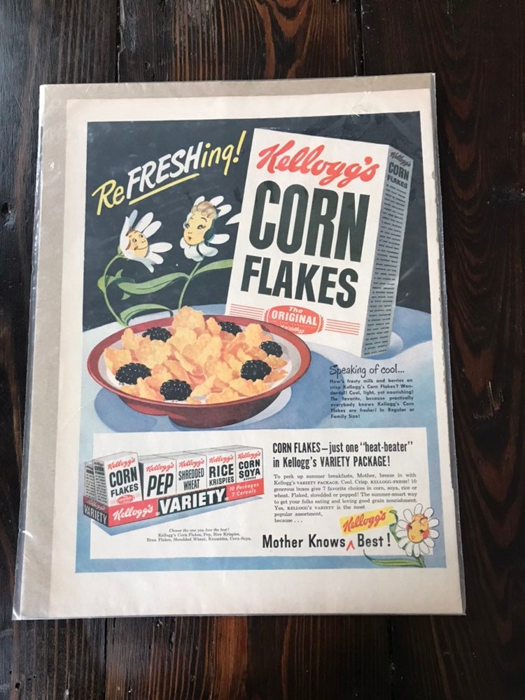 Vintage Kellogs Corn Flakes Cereal Daisy Advertisment 1949 Retro ...