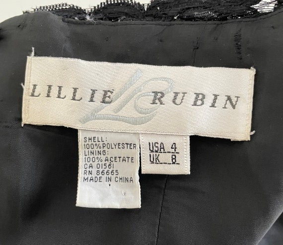 Vintage Lillie Rubin Black Sequin Lace Pleated Chiffo… - Gem