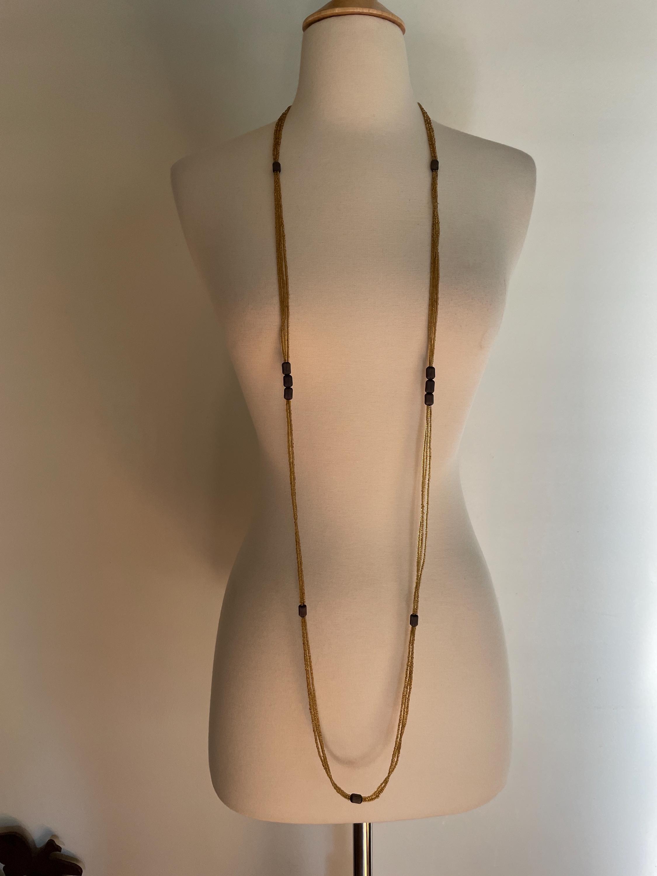 Vintage 1920s Art Deco Flapper Yellow Brown Extra Long Beaded Multi ...