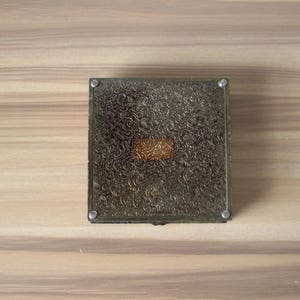 Vintage Victorian Revival Metal and Red Velvet Trinket Jewelry Box With ...