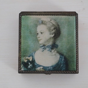 Vintage Victorian Revival Metal and Red Velvet Trinket Jewelry Box With ...