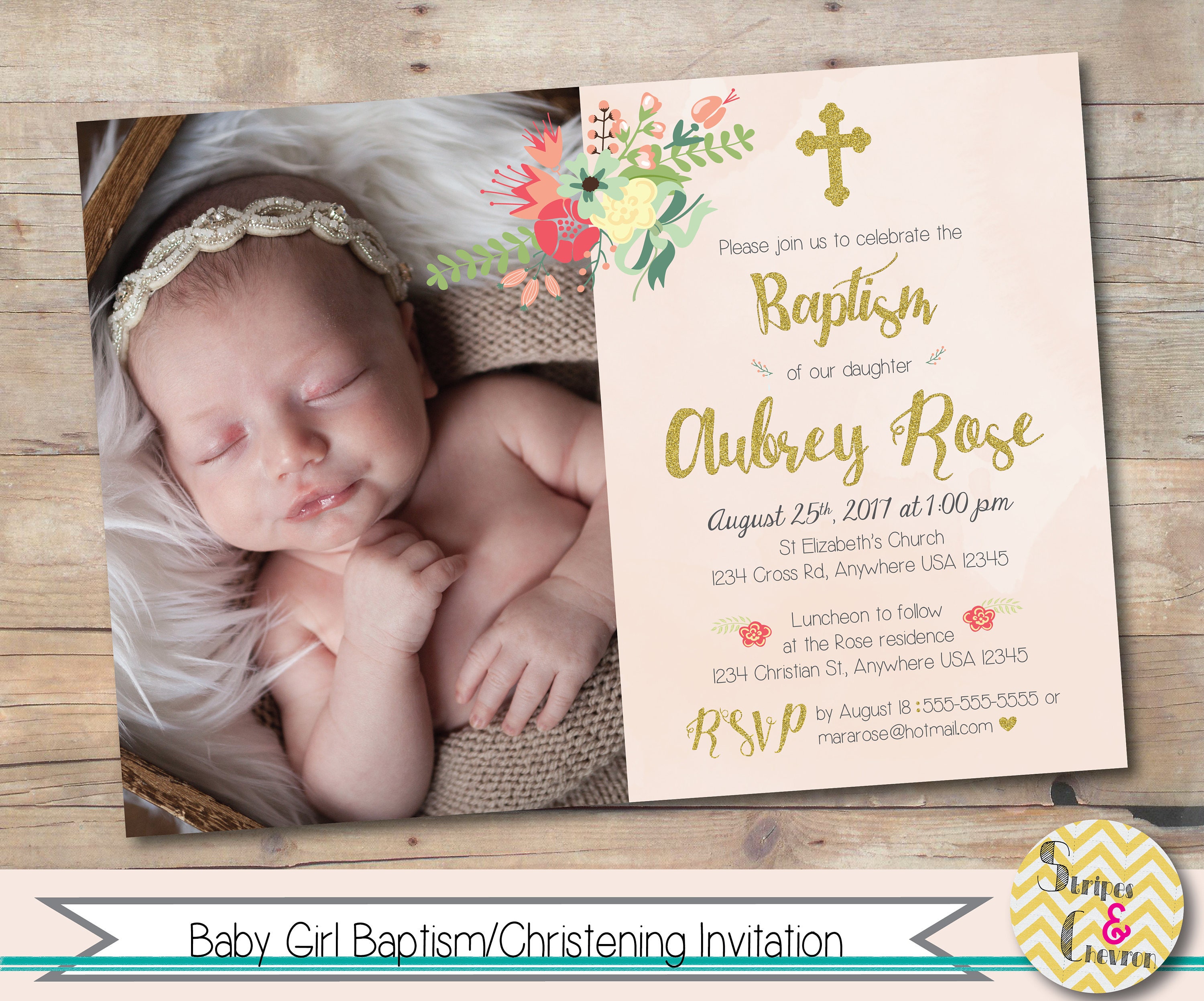 Christening Invitation Girl Baptism Invitation Girl Naming Australia