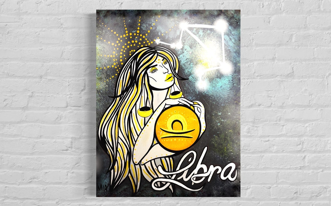Libra Zodiac Signs Astrology Colored Painting Prints With or Without ...