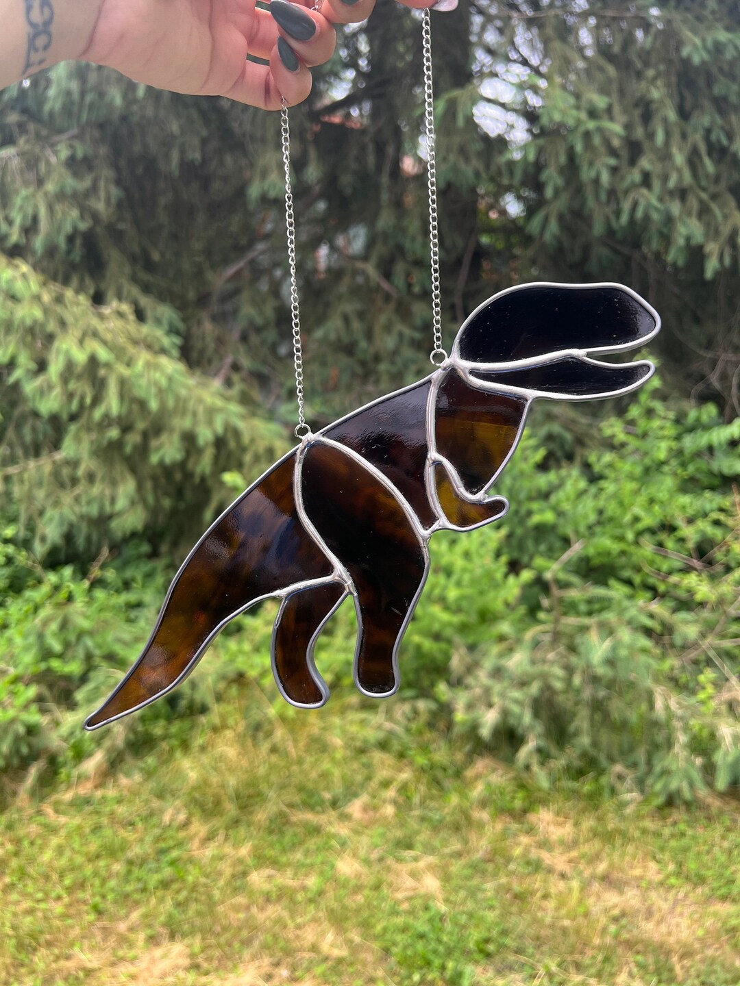 Tyrannosaurus Rex T-rex Dinosaur Stained Glass Suncatcher or Nightlight ...