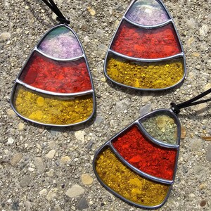 Candy Corn Glass Halloween Stained Glass Suncatcher - Etsy
