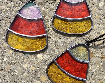 Stained Glass Halloween Candy Corn Suncatcher Ornament Window Decor - Etsy