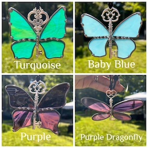 Assorted Stained Glass Butterfly Dragonfly Skeleton Keys Suncatcher - Etsy