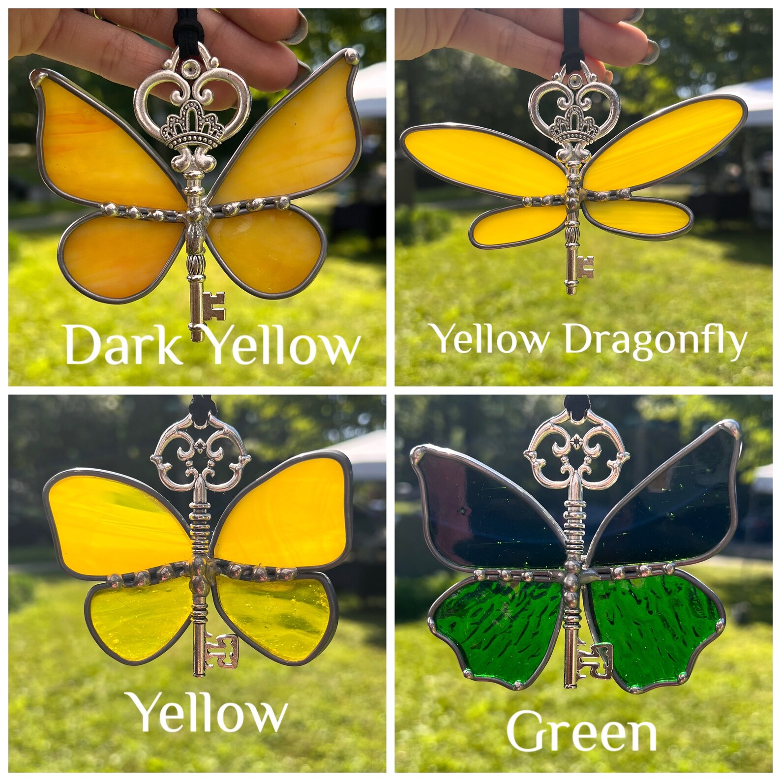 Assorted Stained Glass Butterfly Dragonfly Skeleton Keys Suncatcher - Etsy