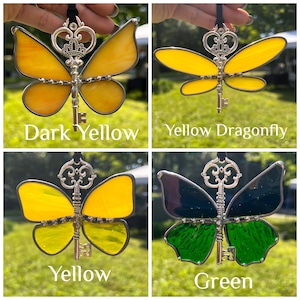 Assorted Stained Glass Butterfly Dragonfly Skeleton Keys Suncatcher - Etsy