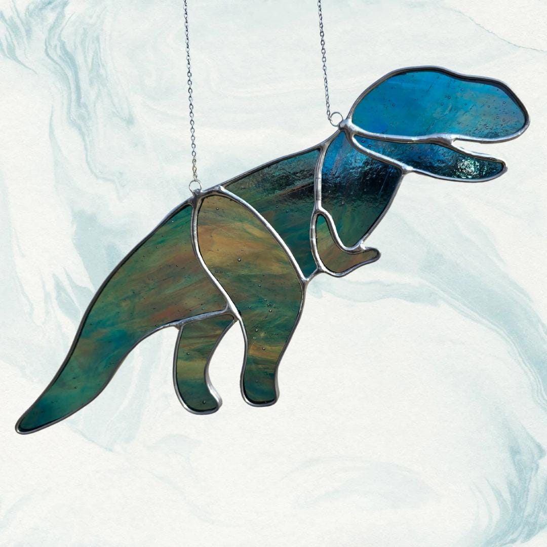 Tyrannosaurus Rex T-rex Dinosaur Stained Glass Suncatcher or Nightlight ...