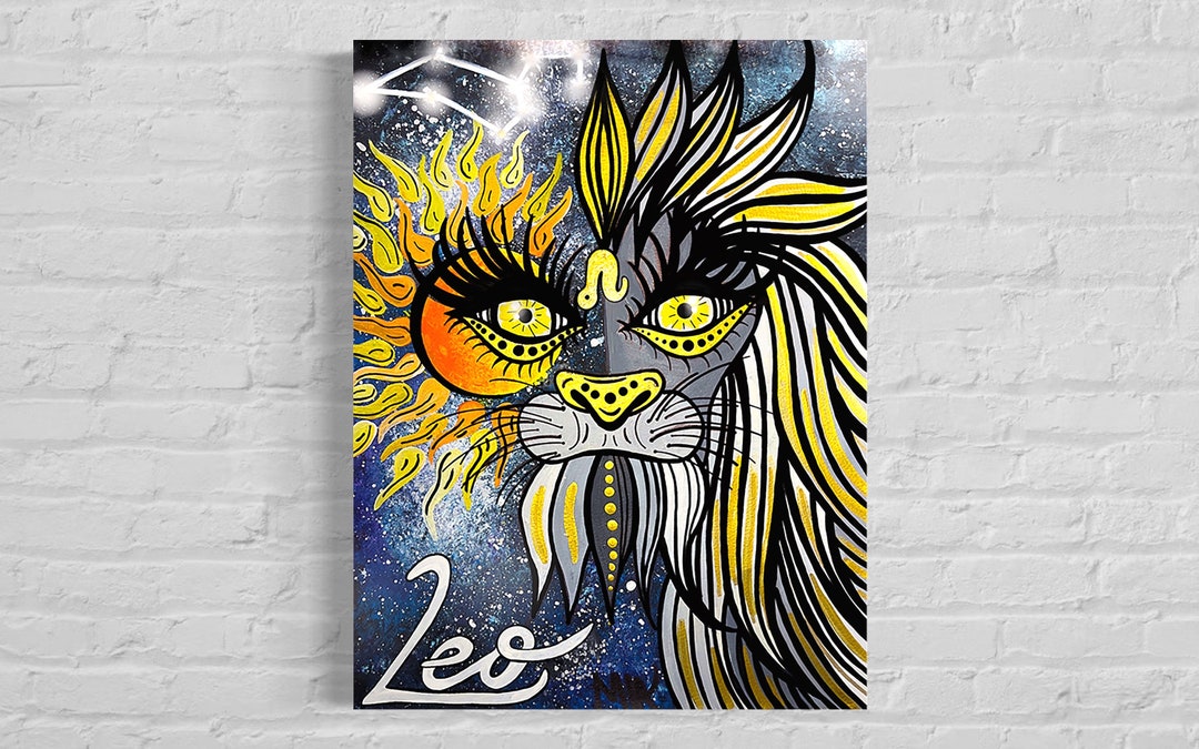 Leo Zodiac Signs Astrology Colored Painting Prints With or Without ...
