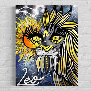 Leo Zodiac Signs Astrology Colored Painting Prints With or Without ...