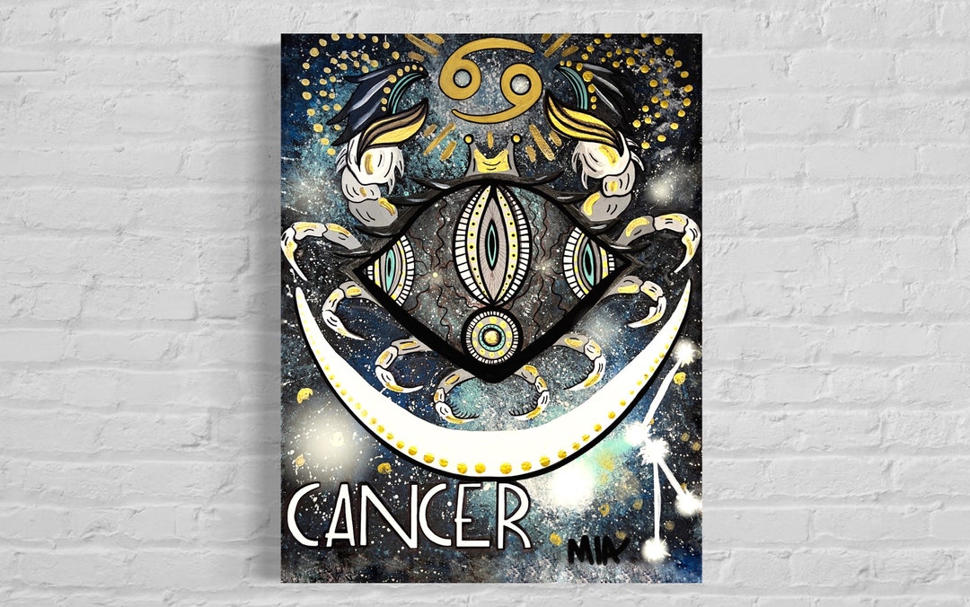 Cancer Zodiac Signs Astrology Colored Painting Prints With or Without ...