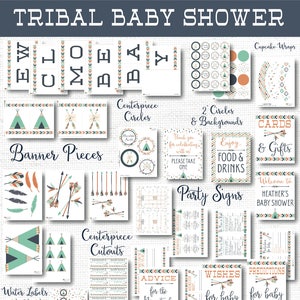 Tribal Aztec Baby Shower Decorations, Boho Baby Shower, Tee Pee ...
