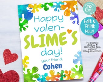 Slime Printable Valentine Tag Card, Kids Valentines Day Card, Will You ...