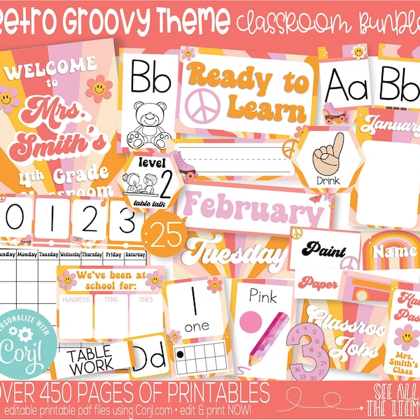 Groovy Retro Classroom Theme - Etsy