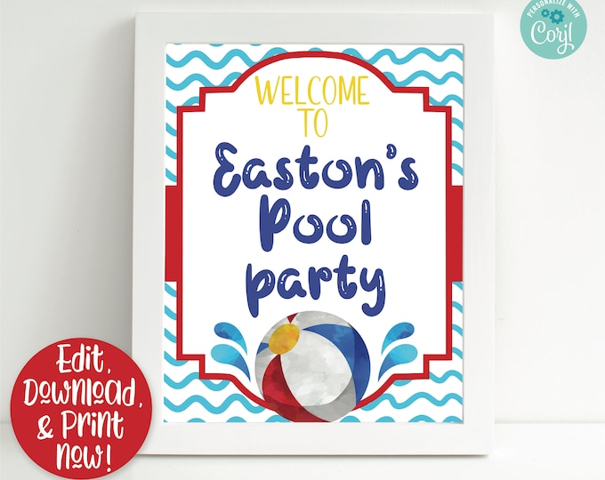 Pool Party Signs, Pool Party Welcome Signs, Pool Party Printable Signs ...