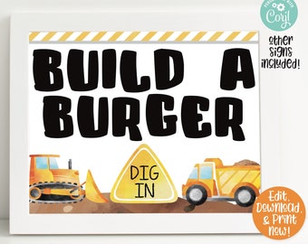 Construction Theme Build a Burger - Etsy