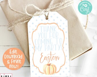 Pumpkin Floral Personalized Printable Favor Tags by Beth Kruse - Etsy