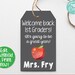 Welcome Back to School Favor Tag Teacher Favor Tag Back to - Etsy