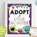 Little Monster Adopt a Monster Sign, Little Monster Birthday Party ...