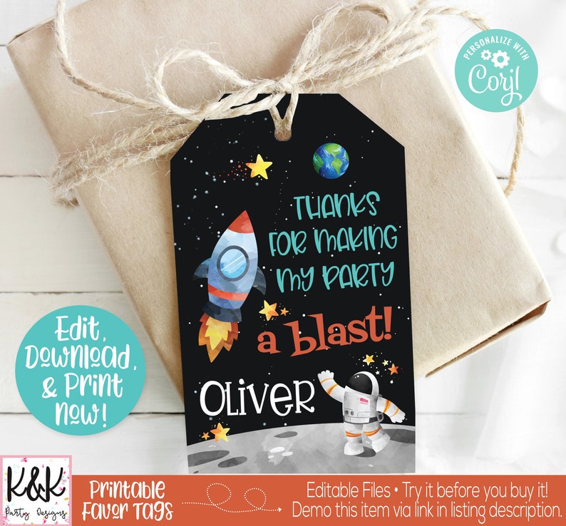 Outer Space Favor Tag Outer Space Thank You Outer Space - Etsy