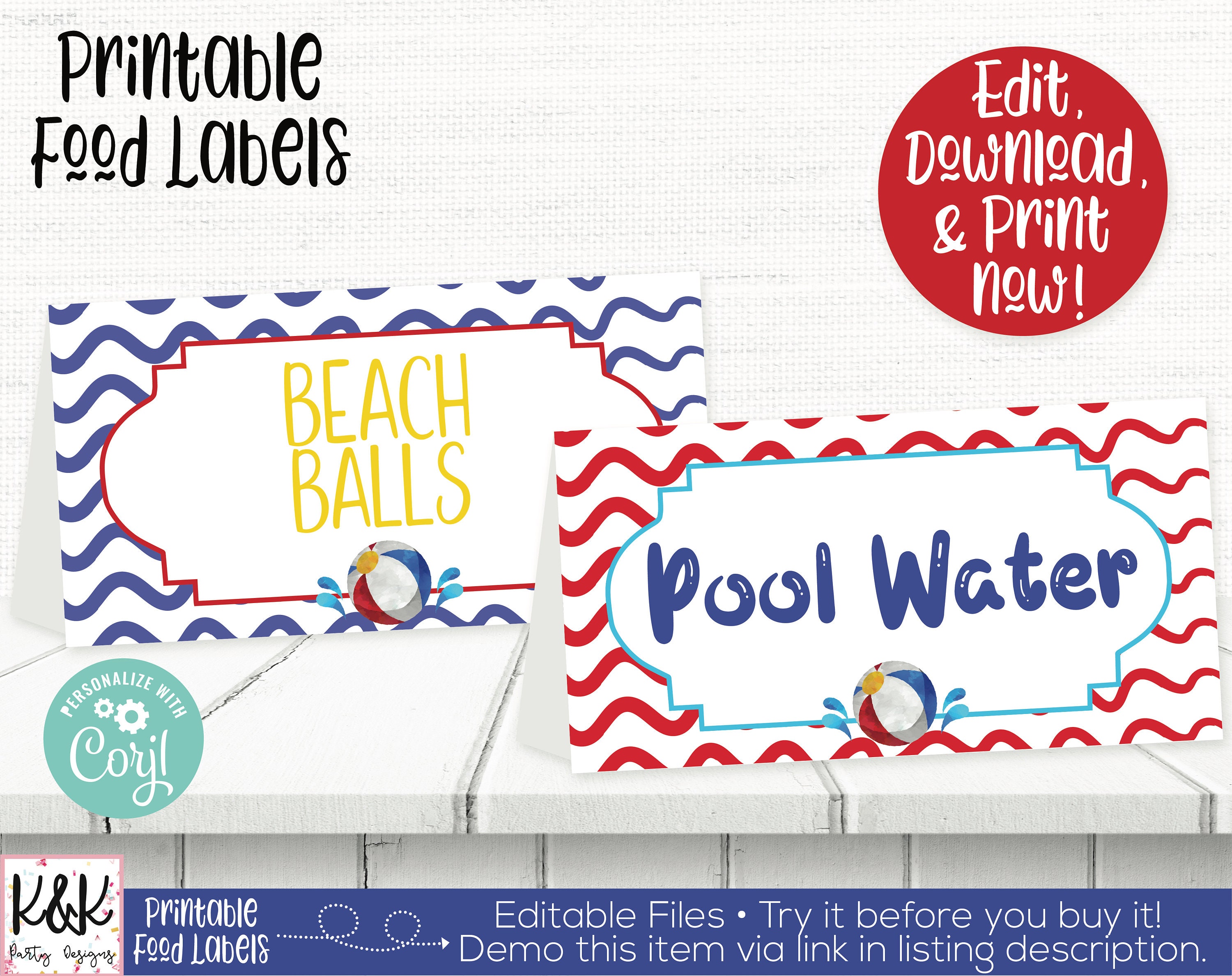 Pool Party Food Labels Beach Ball Food Labels Pool Party - Etsy Canada