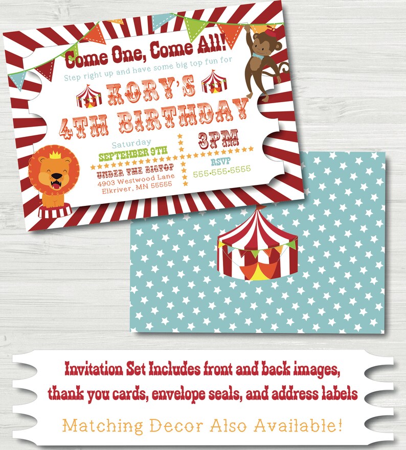 Circus Birthday Party Decorations Printable Carnival Birthday - Etsy