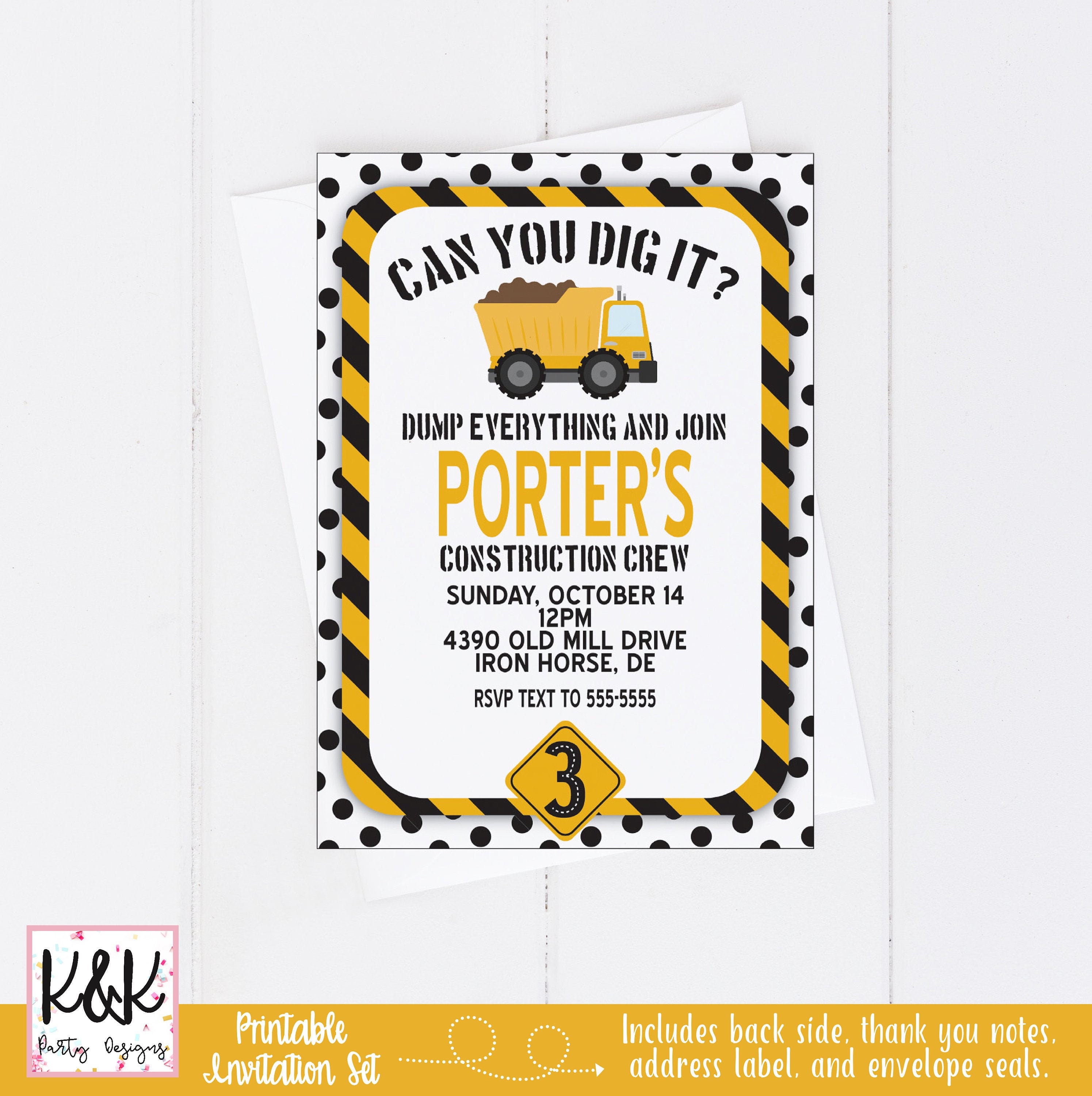 Invitations And Announcements Paper And Party Supplies Dump Truck Printable