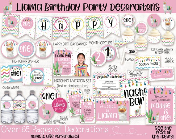 Llama Birthday Party Decorations Printable Alpaca Birthday | Etsy