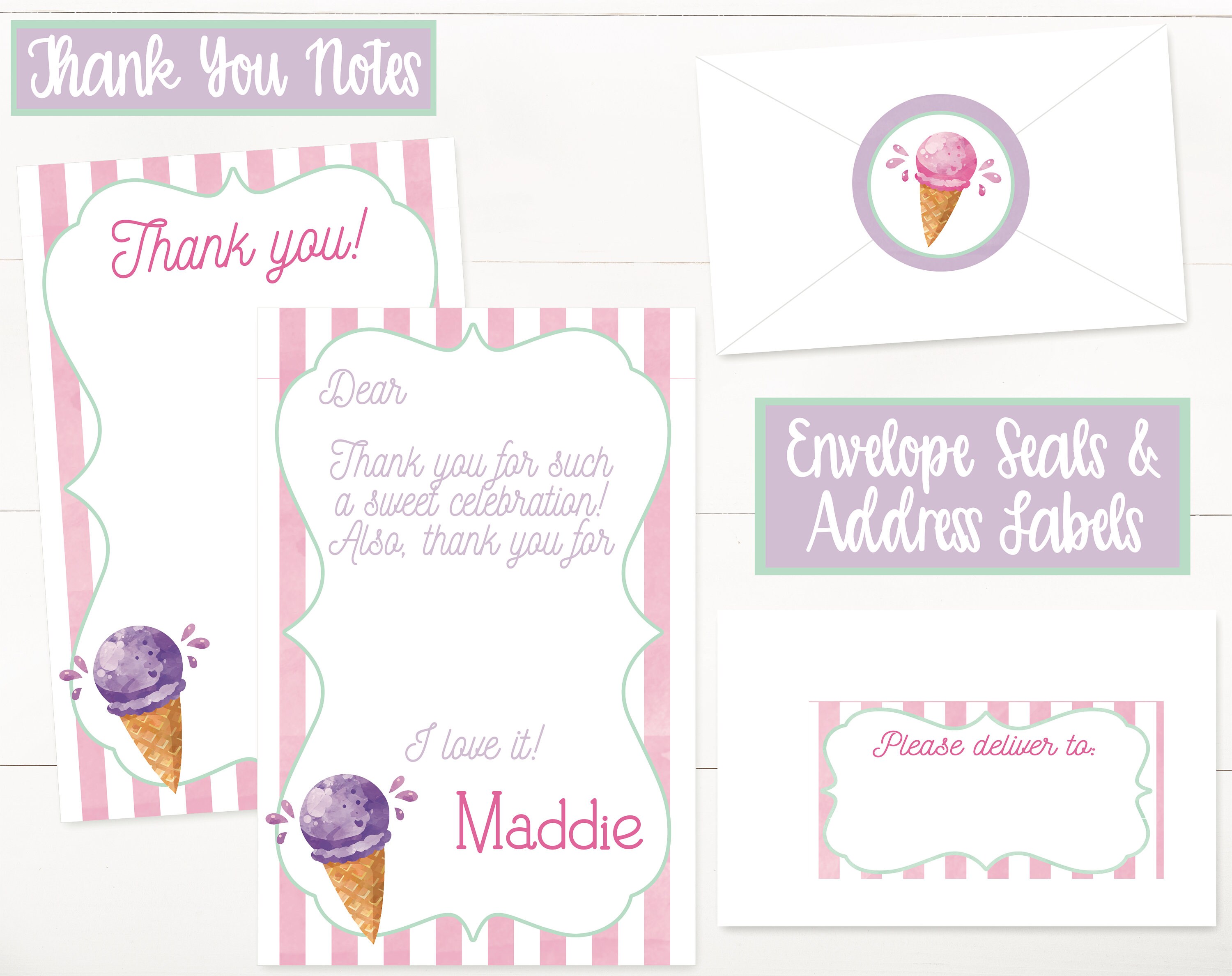 Ice Cream Food Labels Ice Cream Place Cards Ice Cream Buffet | Etsy