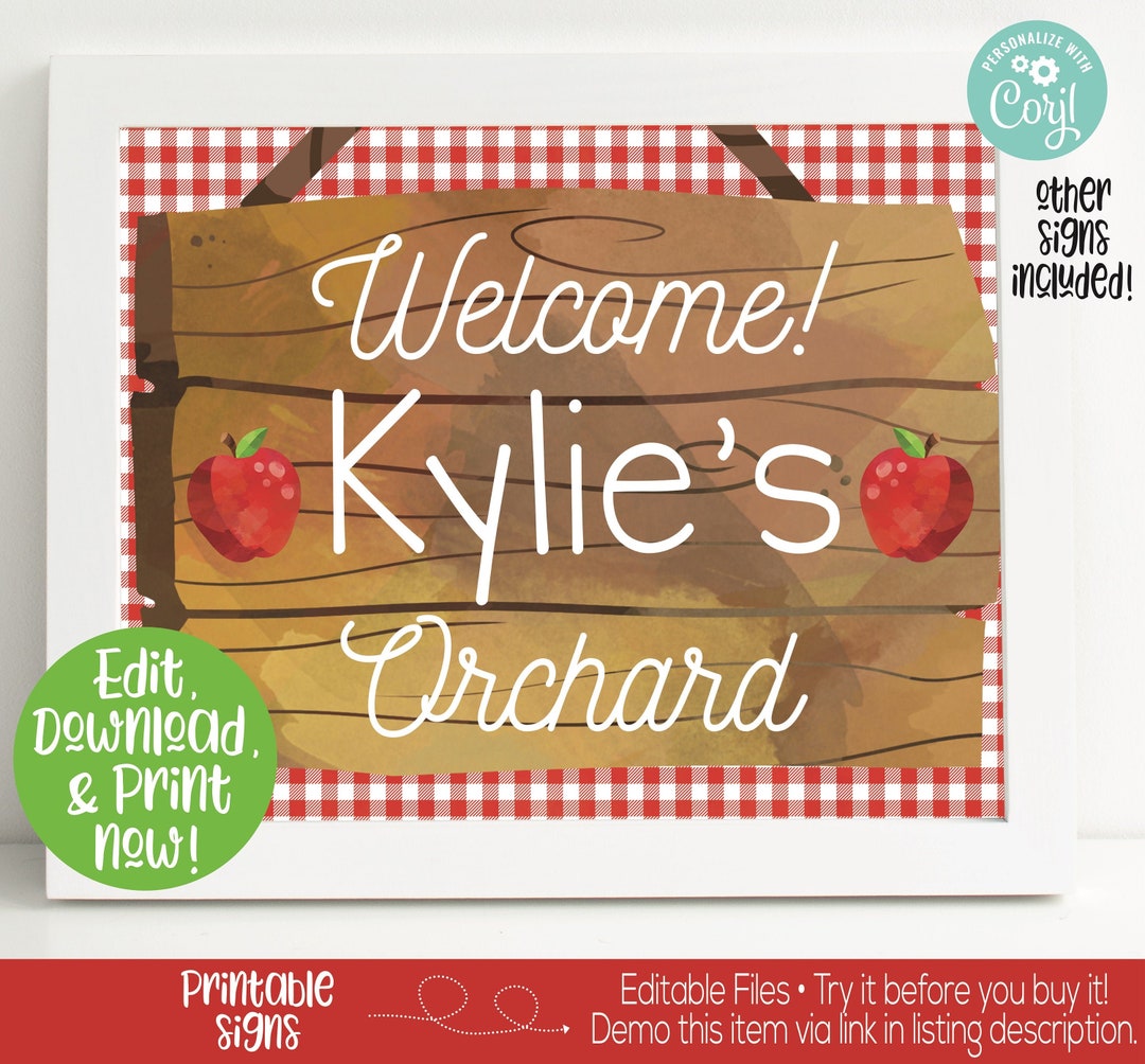 Apple Party Signs, Apple Birthday Party Decorations, Apple Welcome Sign ...
