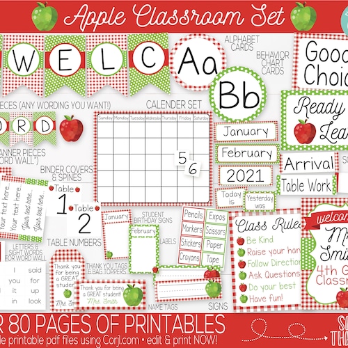 Apple Classroom Supplies and Decorations Apple Theme Teacher | Etsy