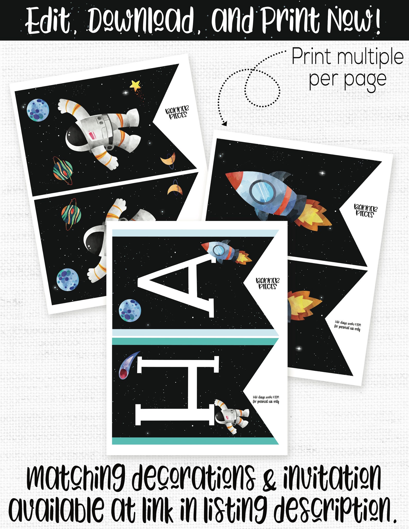 Outer Space Birthday Banner Outer Space Birthday Party | Etsy