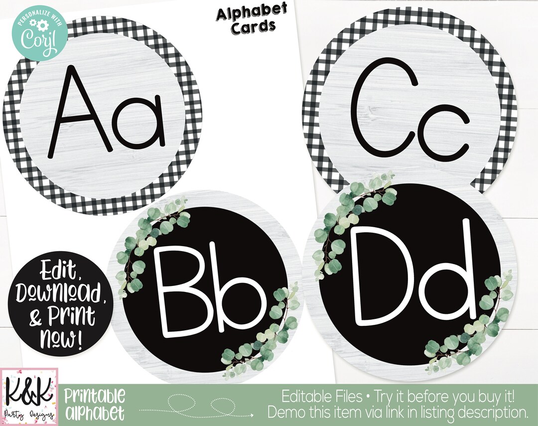 Farmhouse Theme Classroom Alphabet Banner Printable, Teacher Supply ...