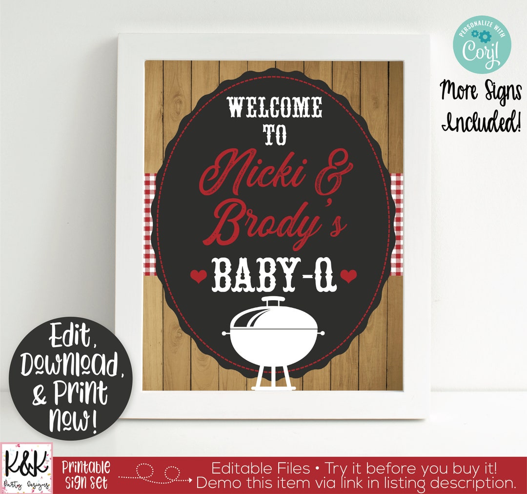 Baby Q Baby Shower Signs, Baby Q Party Signs, Baby Q Welcome Sign ...
