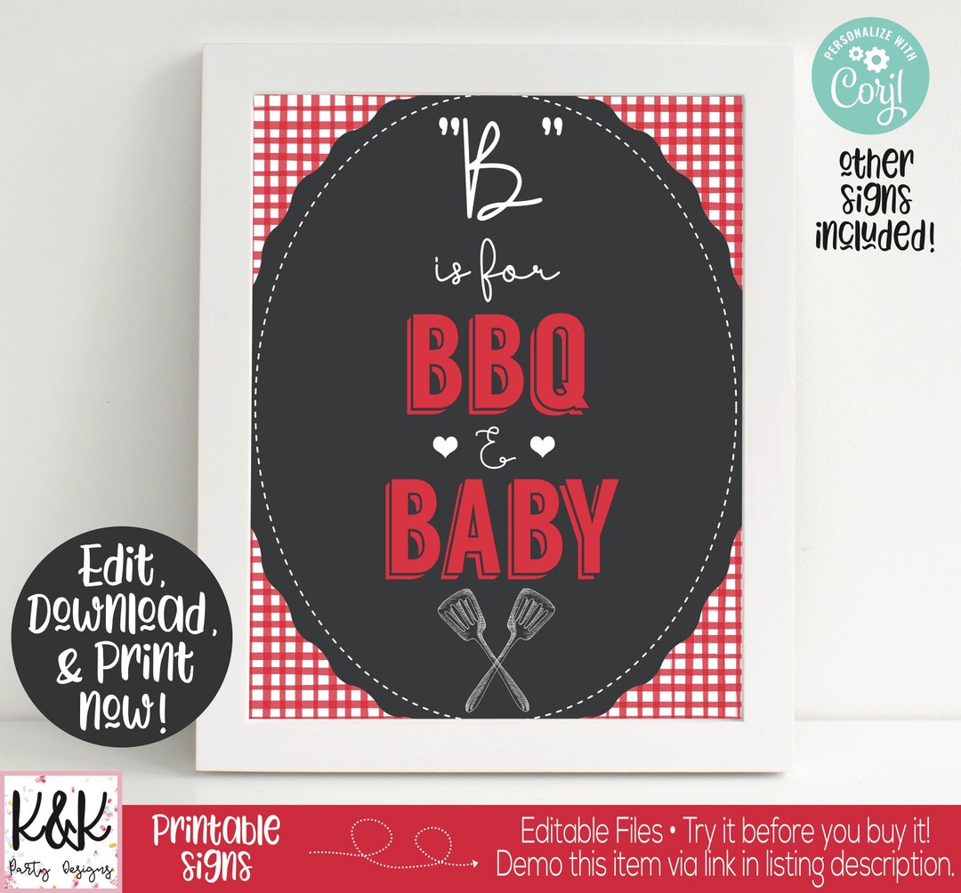 Baby Q Baby Shower Signs, Baby Q Party Signs, Baby Q Welcome Sign ...